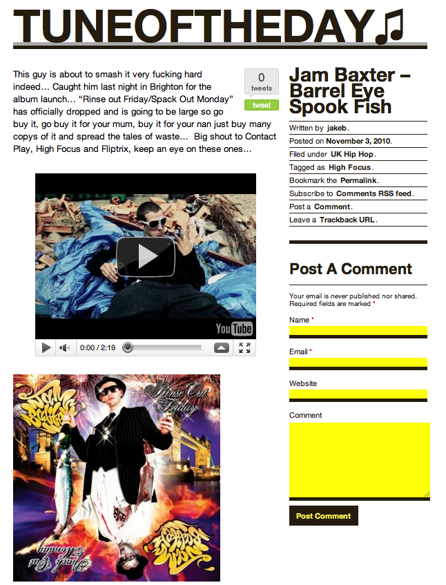 Jam Baxter on TUNEOFTHEDAY - Official Website of High Focus Records