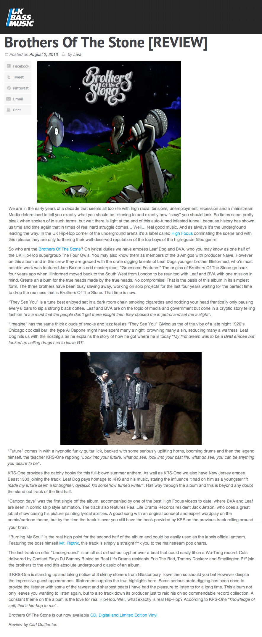 Brothers Of The Stone - UK Bass Music Album Review - Official Website ...