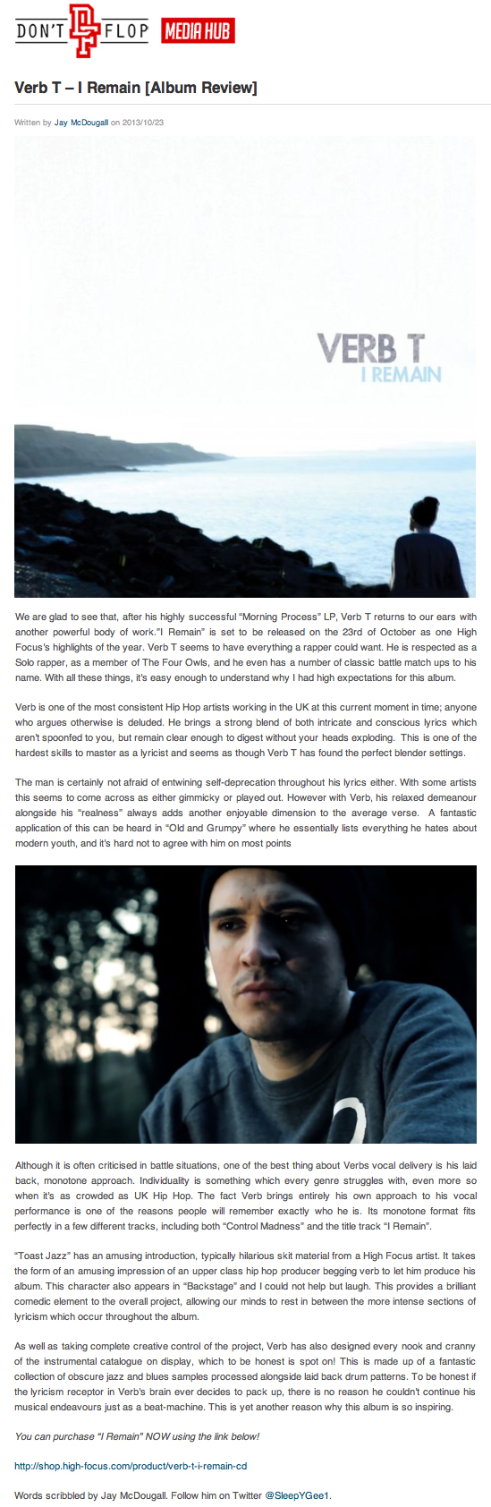 Verb T - I Remain - Don't Flop Album Review - Official Website of High ...