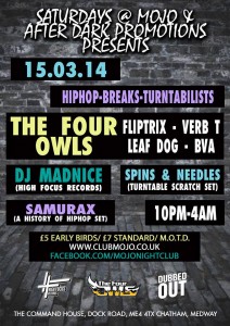 The Four Owls﻿ & DJ Madnice LIVE @ Mojo, The Command House, Chatham ...