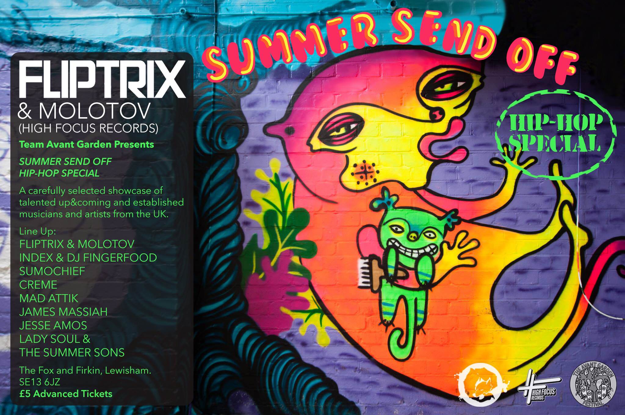 Fliptrix & Molotov Live @ Avant Garden Summer Send Off, Fox & Firkin ...