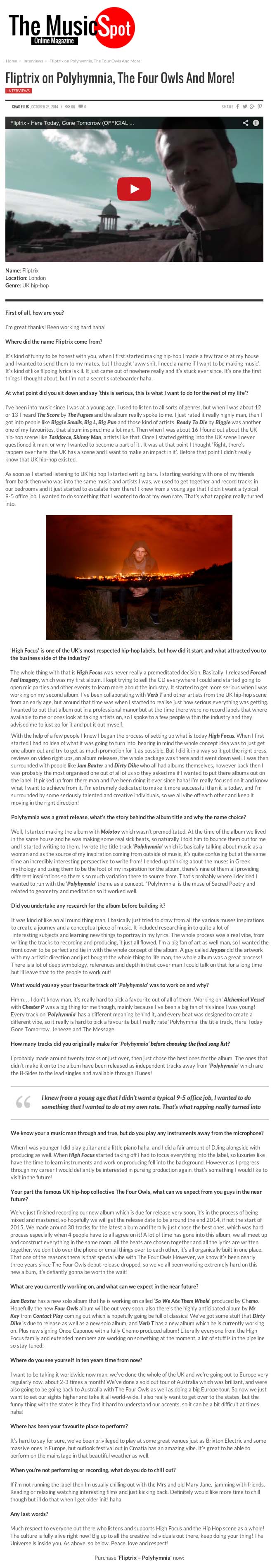 Fliptrix - Exclusive Interview With The Music Spot - Official Website ...