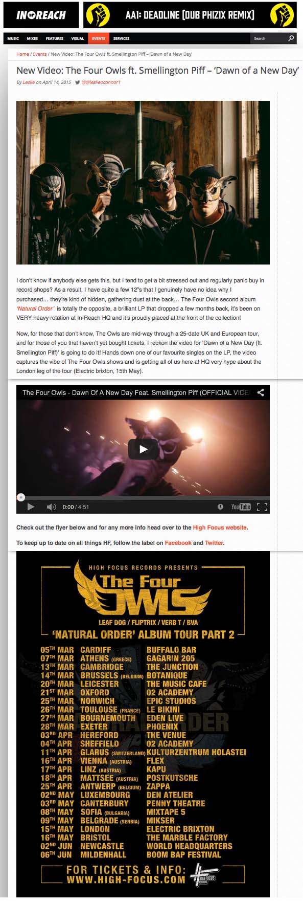 The Four Owls - In Reach Presents 'Dawn Of A New Day' Feat. Smellington ...