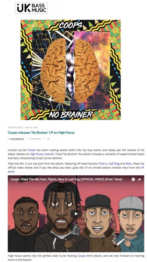 Coops - No Brainer - UK Bass Music Feature - Official Website of High ...