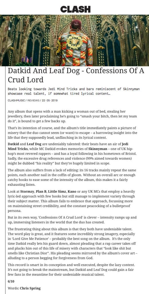 Datkid & Leaf Dog - 'Confessions Of A Crud Lord' - Clash Music Album ...