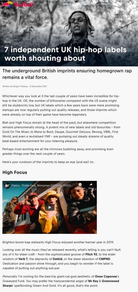 High Focus Records - Red Bull Music Independent UK Hip Hop Labels Worth ...
