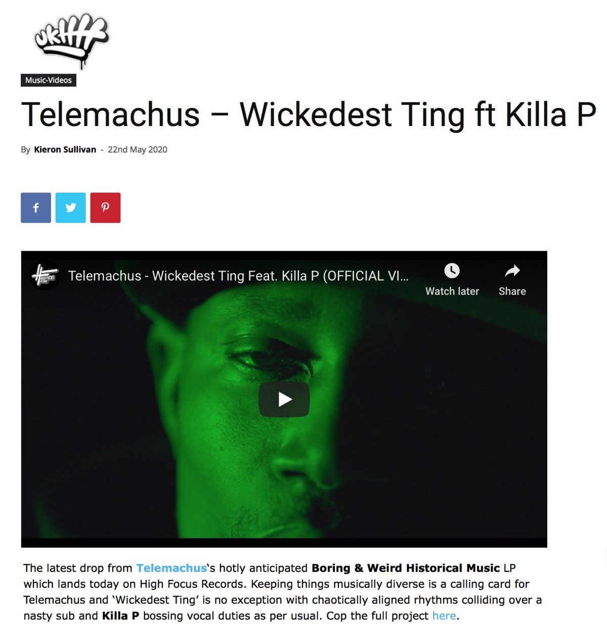 Telemachus – ‘Wickedest Ting’ – UKHH Feature – Official Website of High ...