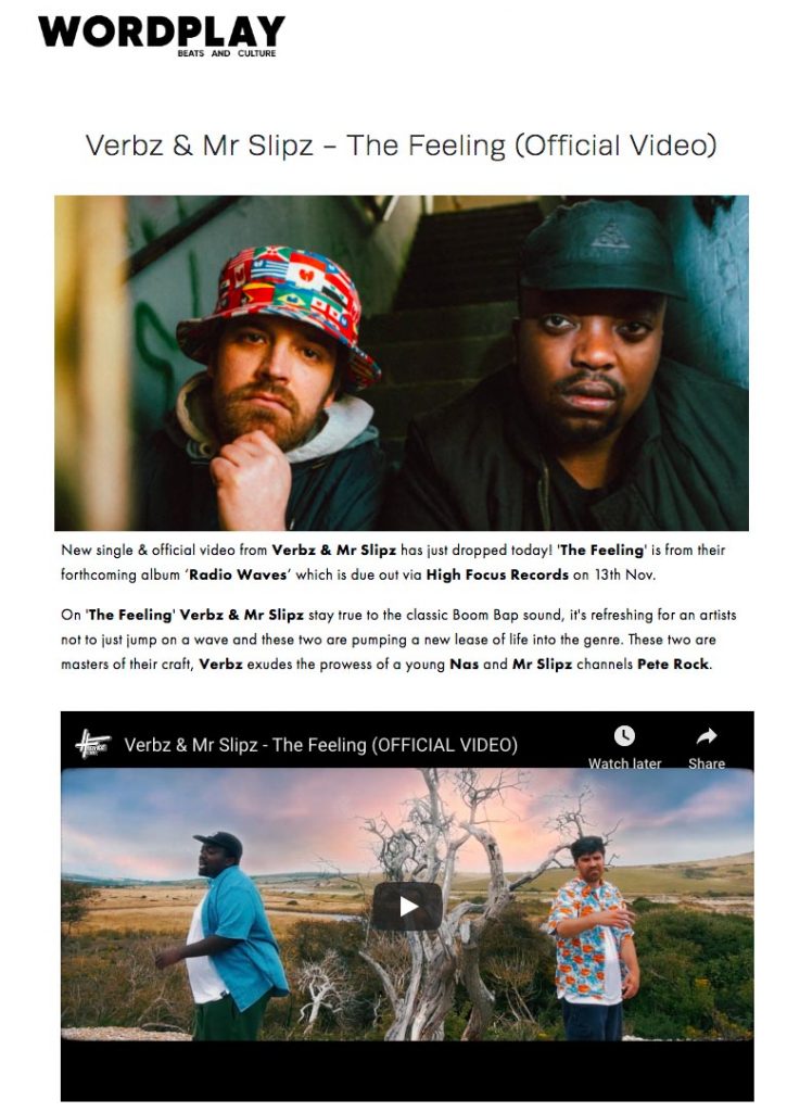 Verbz & Mr Slipz - 'The Feeling' - Wordplay Magazine Feature - Official ...